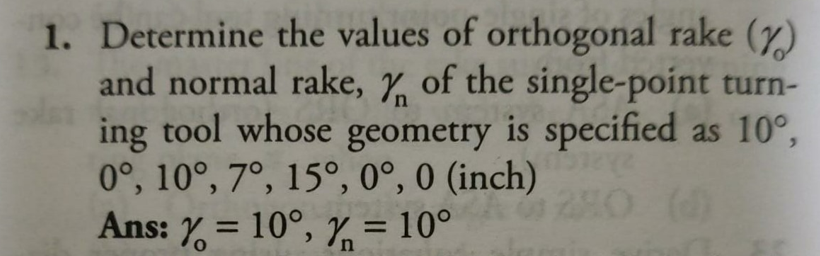Solved 1. Determine the values of orthogonal rake (7) and | Chegg.com