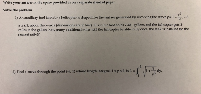 Solved Write your answer in the space provided or on a | Chegg.com