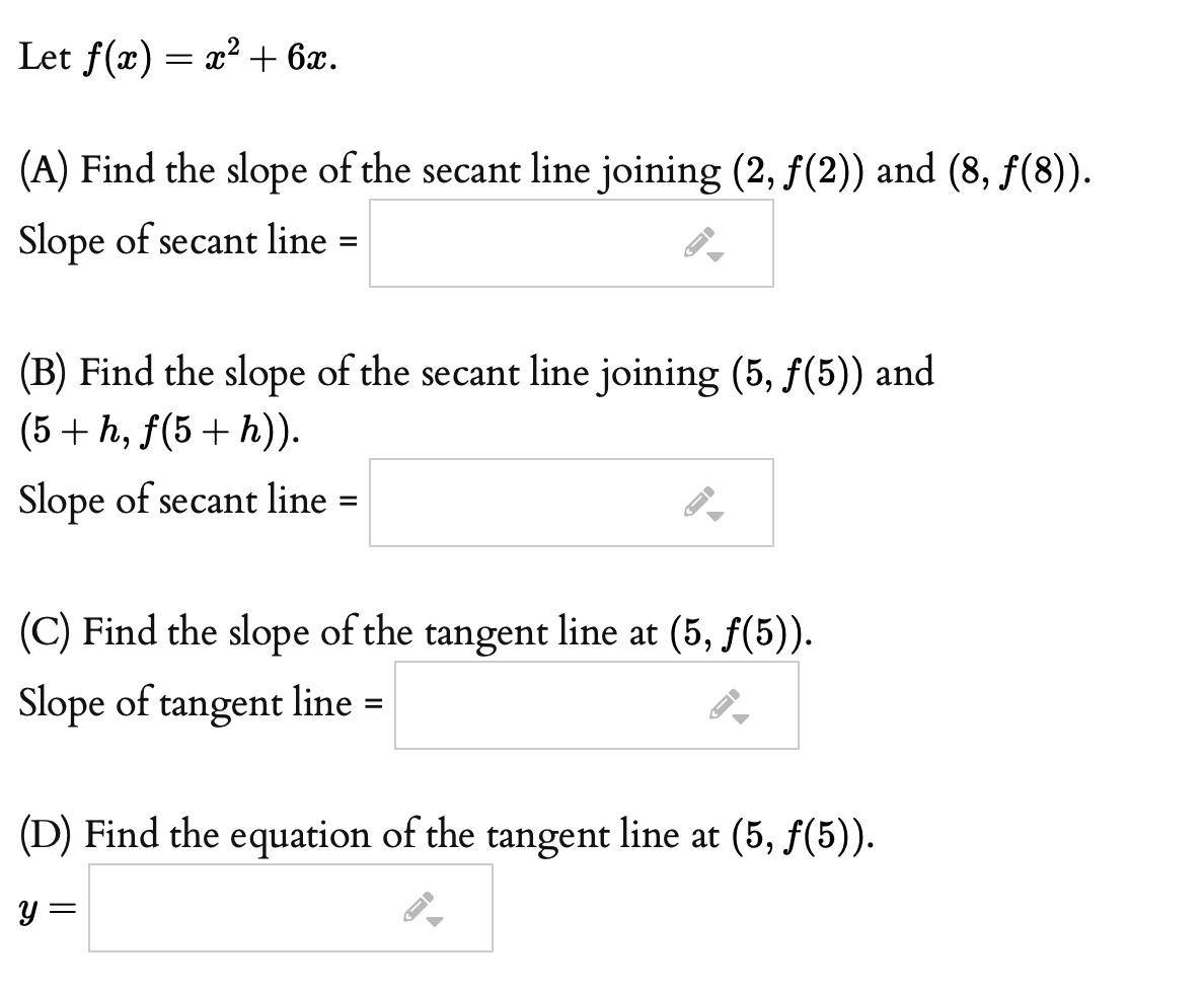 Solved Let F x X2 6x A Find The Slope Of The Secant Chegg