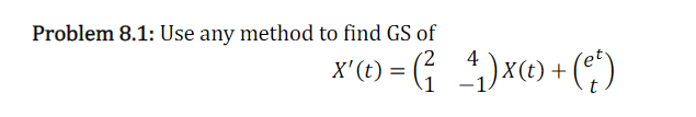 Solved Problem 8.1: Use any method to find GS of x()-(24 1-1 | Chegg.com