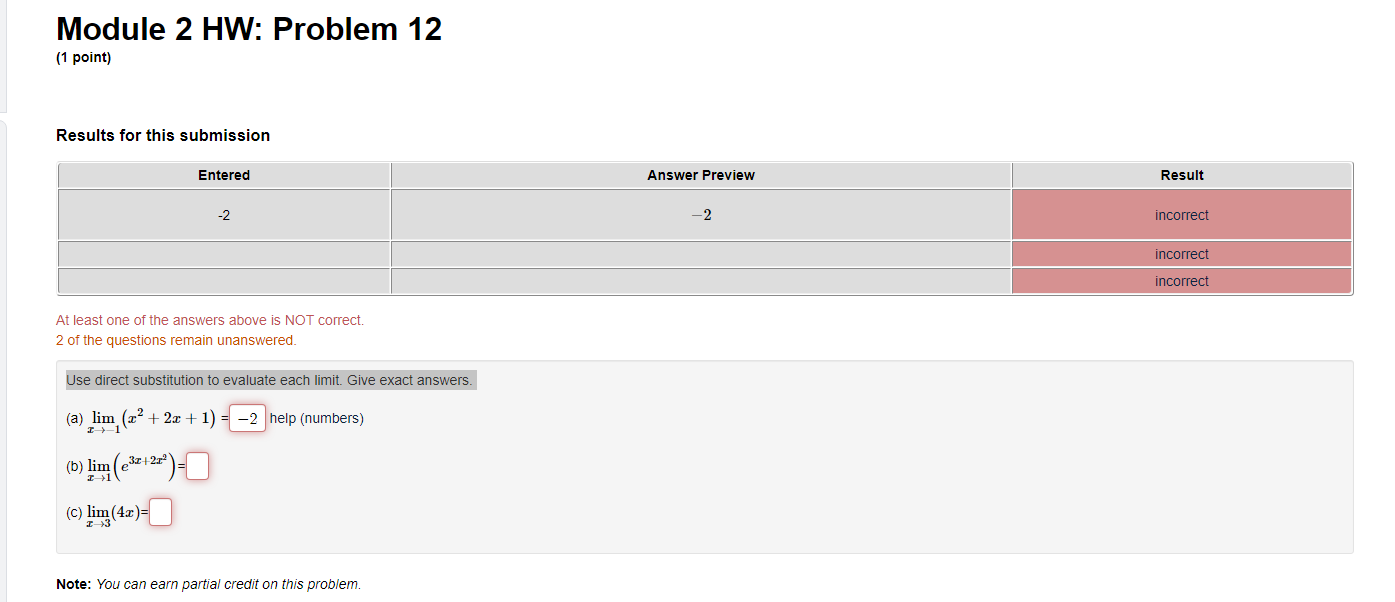 Solved Module 2 HW: Problem 12 (1 point) Results for this | Chegg.com