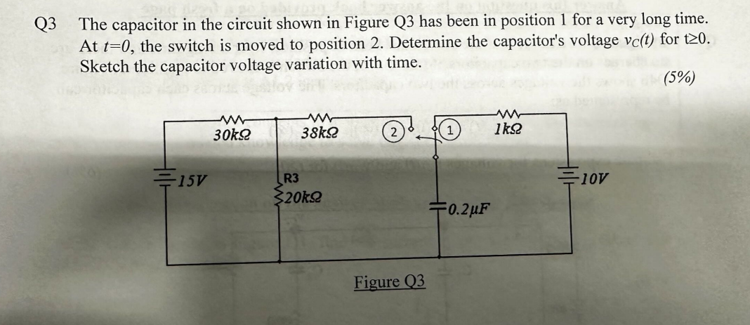 Solved Q3 ﻿The capacitor in the circuit shown in Figure Q3 | Chegg.com