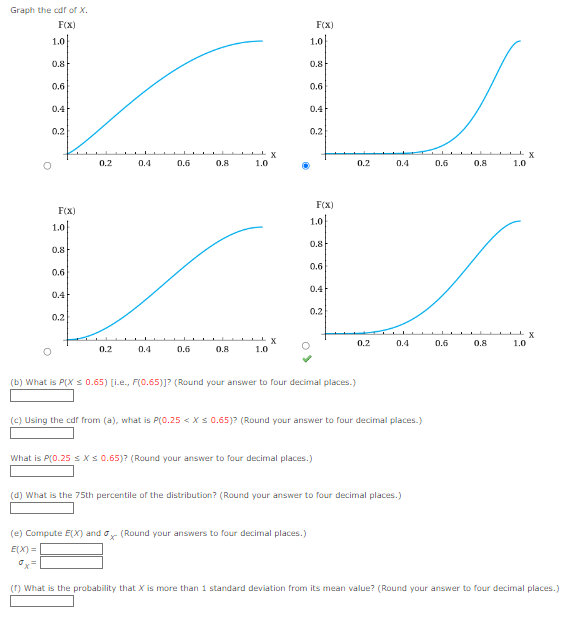Graph the cdf of X. (b) What is P(X≤0.65) [i.e., | Chegg.com