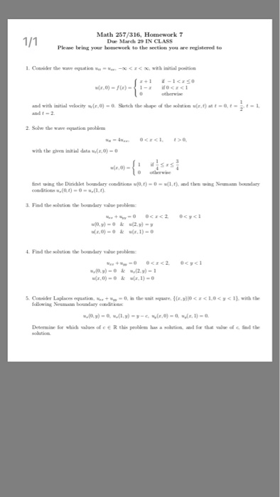 Math 257/316, Homework 7 Due March 29 IN CLASS Please | Chegg.com