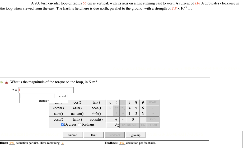 Solved A 200 turn circular loop of radius 55 cm is | Chegg.com