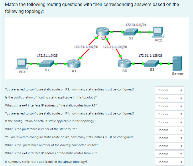 Match the following routing questions with their | Chegg.com
