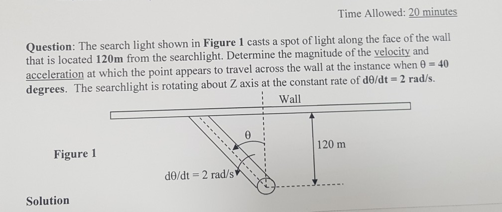 Solved Time Allowed: 20 minutes Question: The search light | Chegg.com