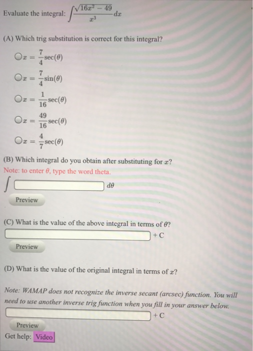 Solved Evaluate the integral: integral squareroot 16x^2 - | Chegg.com
