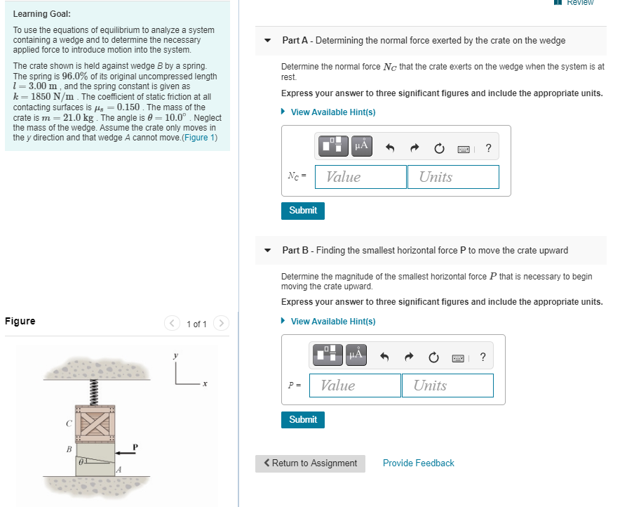 Solved Review Part A - Determining the normal force exerted | Chegg.com