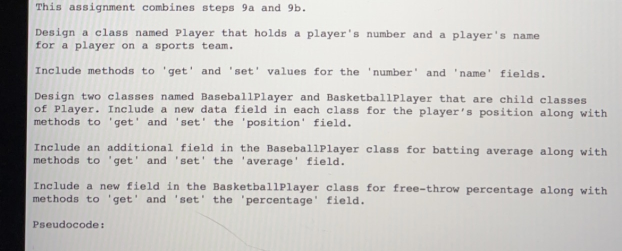 Solved PSEUDOCODE: no special program just regular | Chegg.com