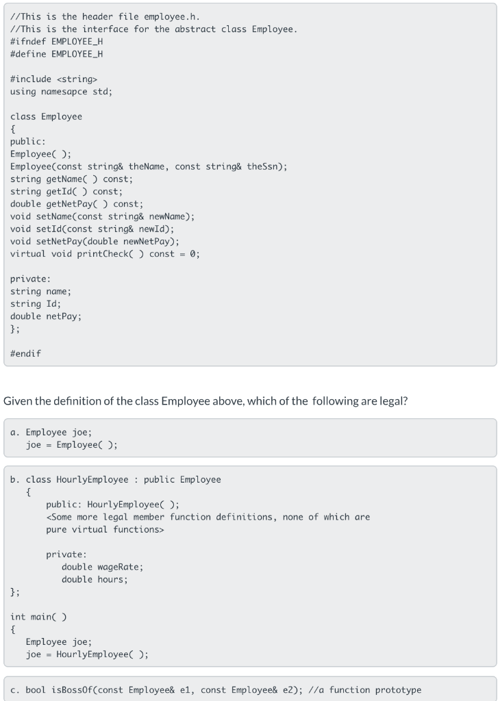 Solved //This is the header file employee.h. //This is the | Chegg.com