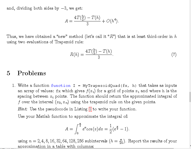 1 Composite Trapezoidal Rule a As you have learned in | Chegg.com