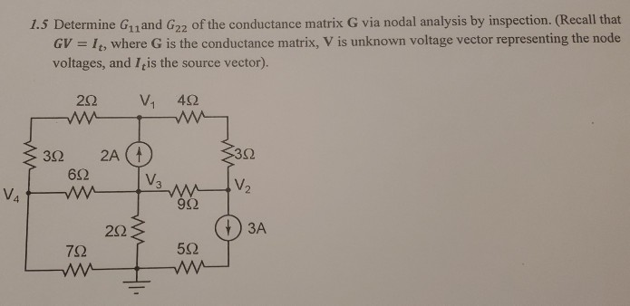 Solved 1.5 Determine G1 and G22 of the conductance matrix G | Chegg.com