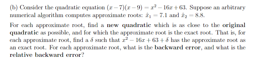 Forward Error and Backward Error (a) In your own | Chegg.com