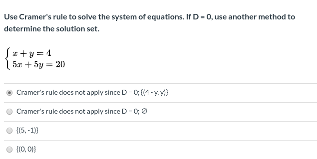 Solved Use Cramer's rule to solve the system of equations. | Chegg.com