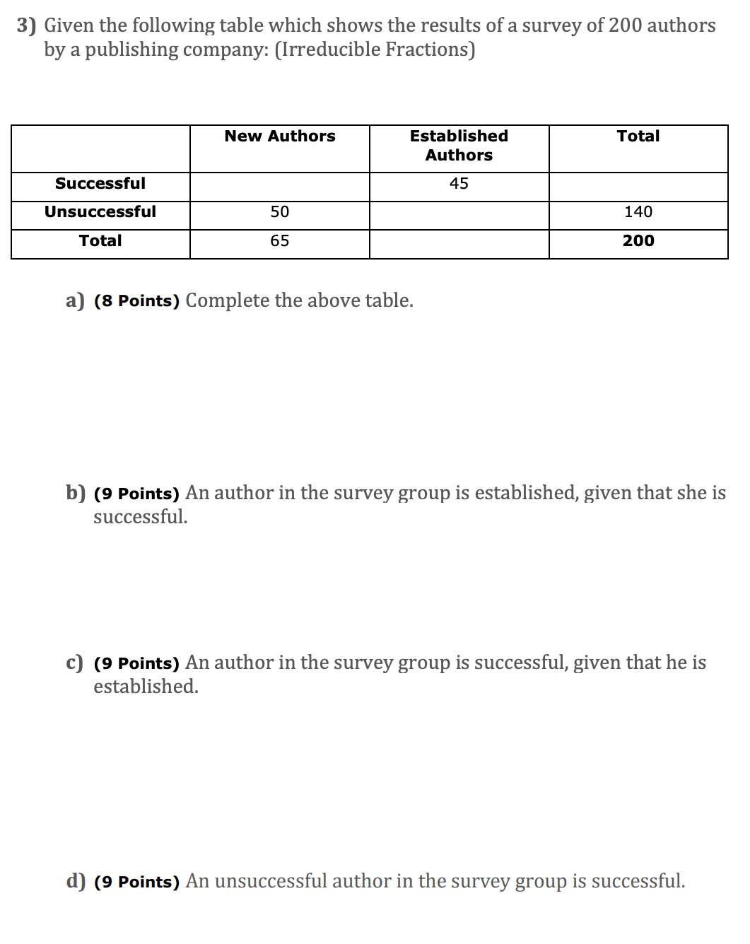 Solved 3) Given the following table which shows the results | Chegg.com