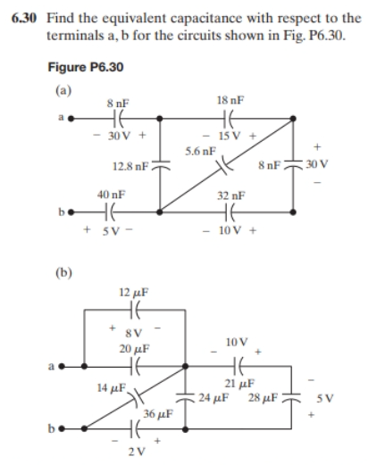 Solved 6.30 ﻿Find the equivalent capacitance with respect to | Chegg.com