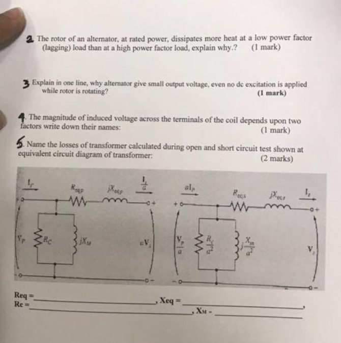 Solved 2 The rotor of an alternator, at rated power, | Chegg.com