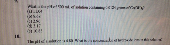 Solved What is the pH of 500 mL of solution containing | Chegg.com