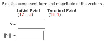 Solved Find the component form and magnitude of the vector | Chegg.com