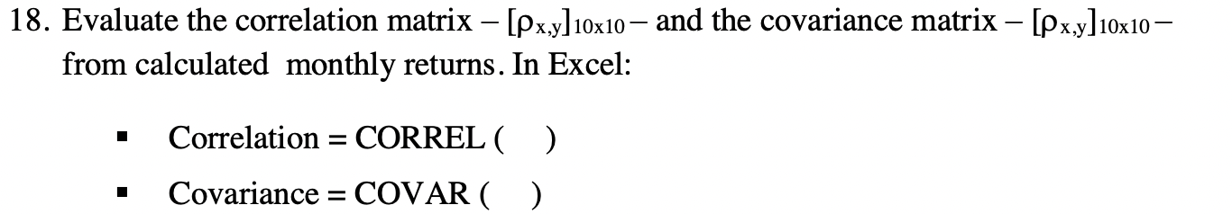 Solved 18. Evaluate the correlation matrix – [px,y]10x10 – | Chegg.com