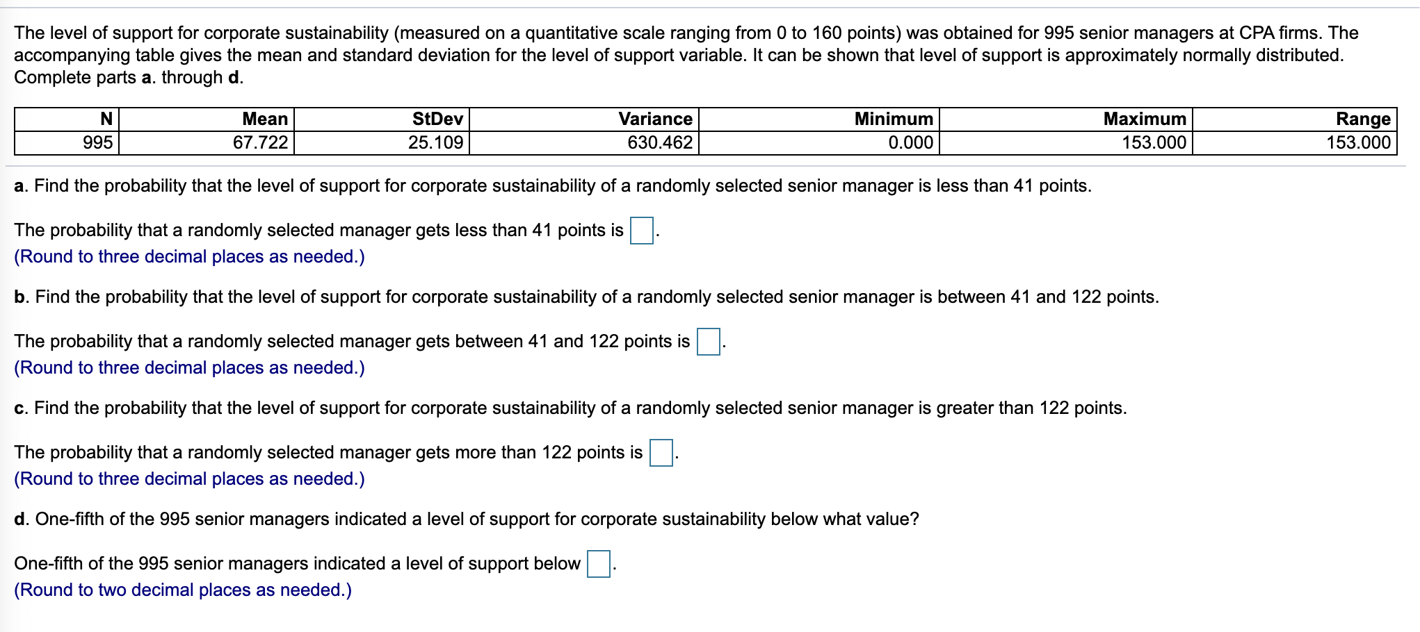 Solved The level of support for corporate sustainability | Chegg.com