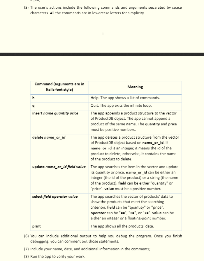 Solved (1) Create a structure to hold the following product | Chegg.com
