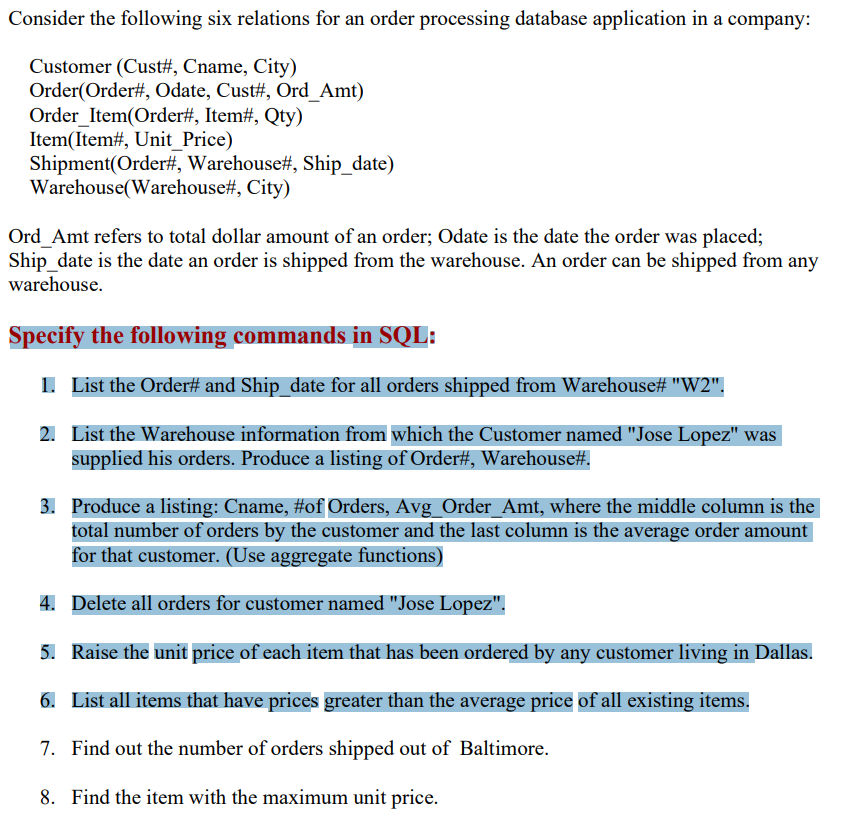 Solved Consider the following six relations for an order | Chegg.com