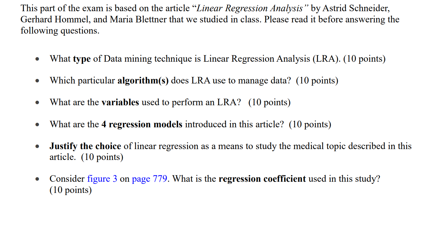 This part of the exam is based on the article “Linear | Chegg.com