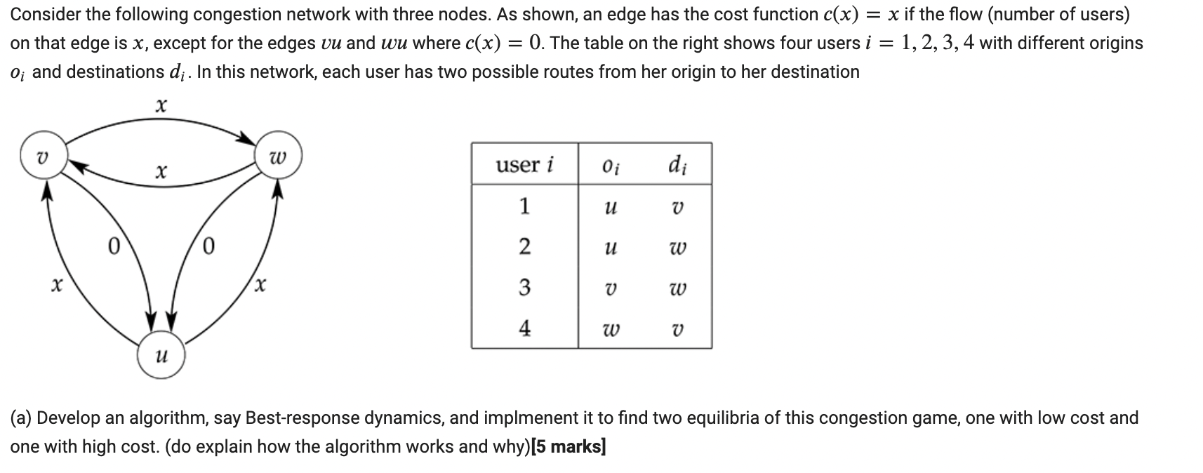 Solved Consider the following congestion network with three | Chegg.com