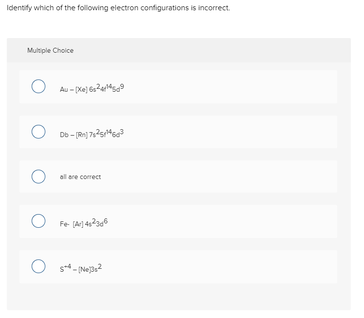 Solved Identify which of the following electron | Chegg.com