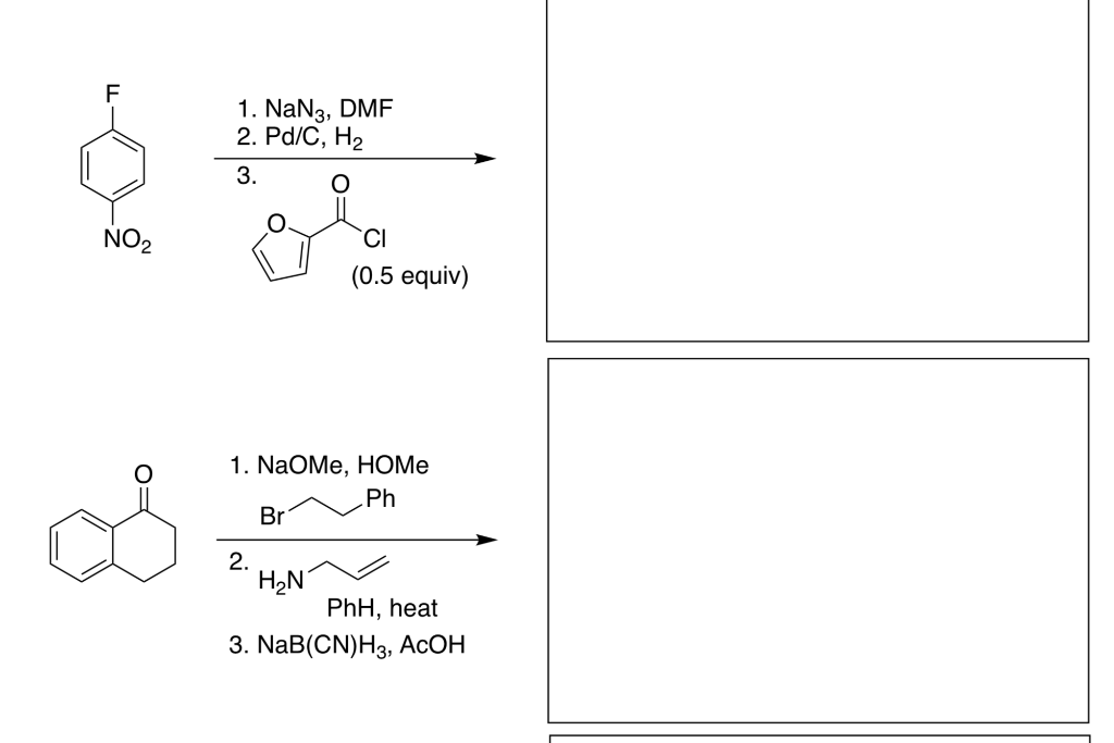 Solved 1. NaN3, DMF 2. Pd/C, H2 3. NO2 CI (0.5 equiv) 1. | Chegg.com