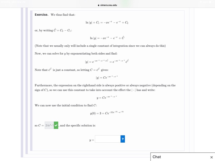 Solved 을 ximera.osu.edu Exercise. We thus find that or, by | Chegg.com