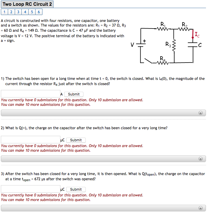 Solved Two Loop RC Circuit 2 1 2 3 4 5 6 A circuit is | Chegg.com