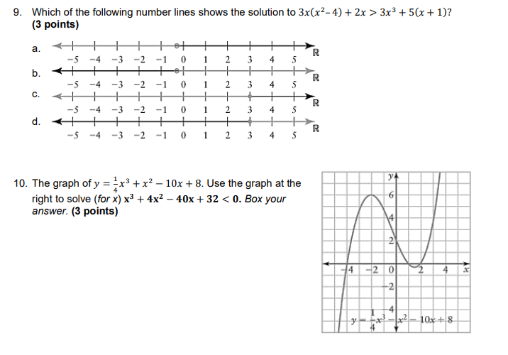 Solved 9. Which of the following number lines shows the | Chegg.com