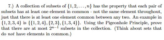 Solved 7.) ﻿A collection of subsets of {1,2,dots,n} ﻿has the | Chegg.com