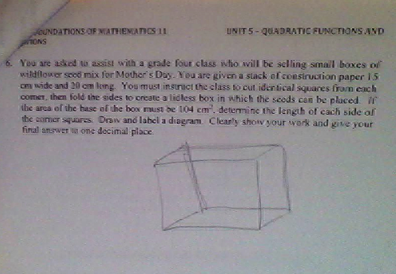 Solved UNIT 5 - QUADRATIC FUNCTIONS AND AOUNDATIONS OF | Chegg.com