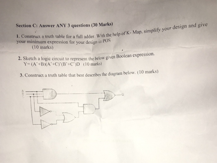 Solved Section C: Answer ANY 3 questions (30 Marks) your | Chegg.com
