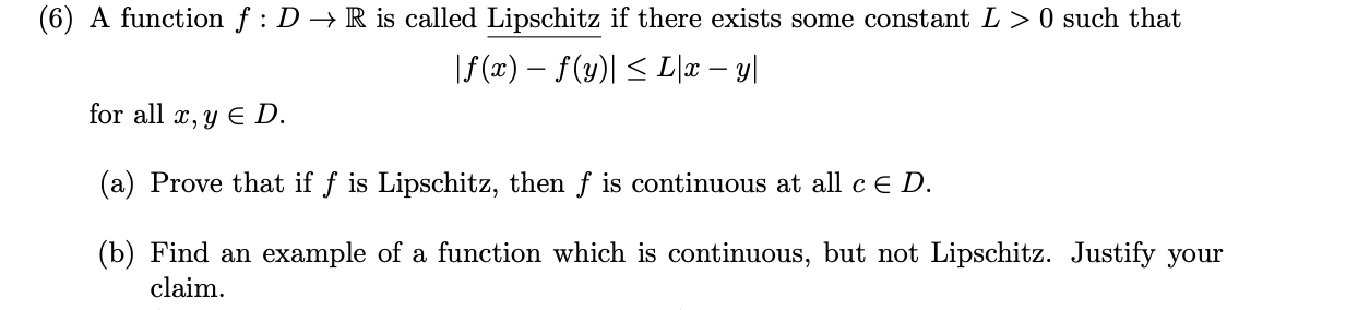 Solved A Function F D→r Is Called Lipschitz If There Exists