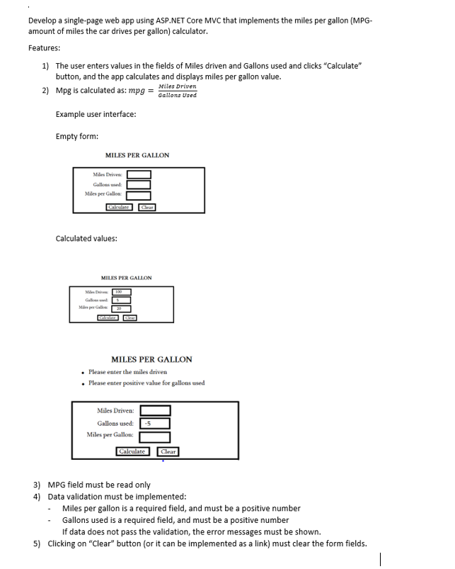 Solved Develop a single-page web app using ASP.NET Core MVC | Chegg.com