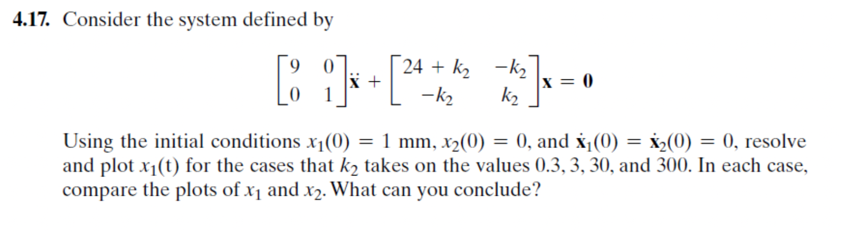 Solved 4.17. Consider the system defined by 9 [ 1 ]* + [24th | Chegg.com