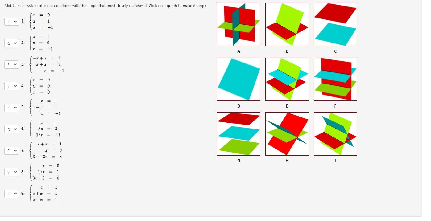 Solved Match each system of linear equations with the graph | Chegg.com