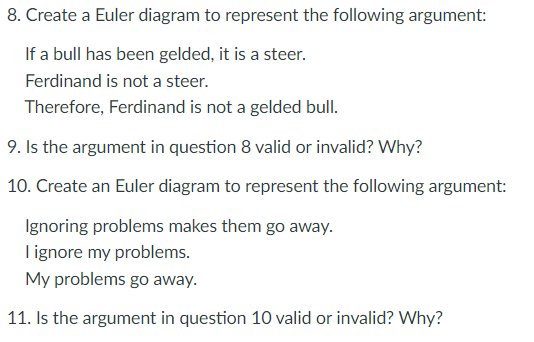 Solved 8. Create a Euler diagram to represent the following | Chegg.com