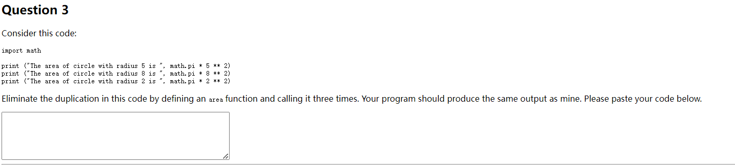 Solved Question 3 Consider this code: import math print | Chegg.com