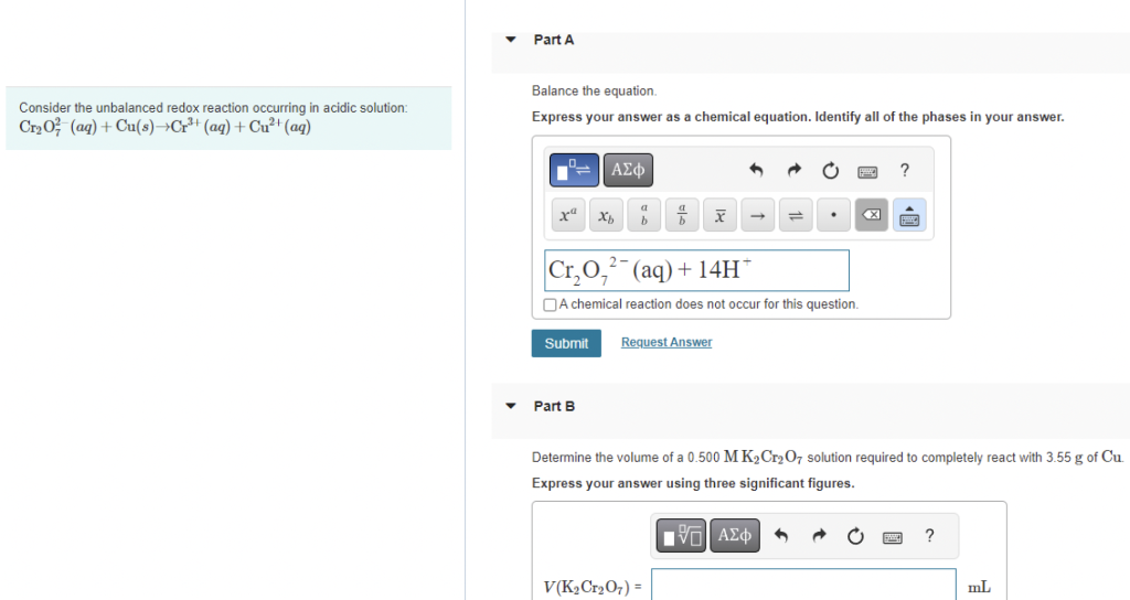 Solved Consider the unbalanced redox reaction occurring in | Chegg.com