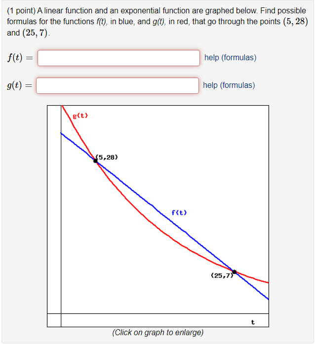 Solved (1 point) A linear function and an exponential | Chegg.com