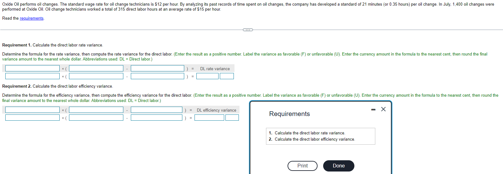 Solved Requirement L. Calculate the direct labor efficiency | Chegg.com