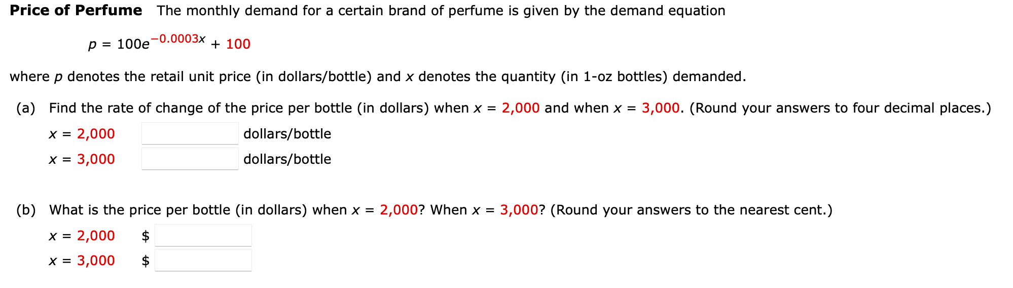 Solved Price of Perfume The monthly demand for a certain | Chegg.com
