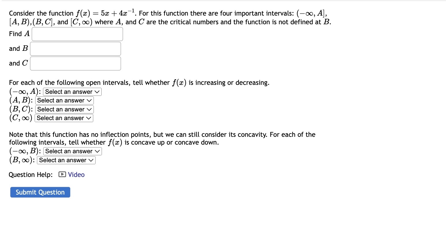 Solved Consider the function f(x)=5x+4x-1. ﻿For this | Chegg.com