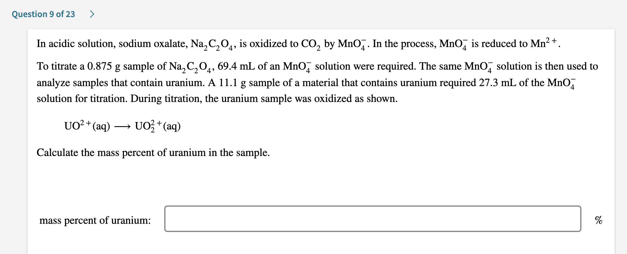 Solved In acidic solution, sodium oxalate, Na2C2O4, is | Chegg.com